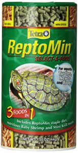 tetra reptomin select-a-food 1.55 ounces, for aquatic turtles, newts and frogs, variety pack (29253)