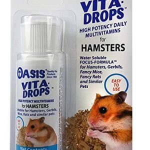 Oasis Hamster Vita-Drops All-in-1 Multivitamins - Daily Vitamin Supplement Supports Healthy Bones & Teeth, Joints & Digestion, Promotes Healthy Skin Coat, Orange Flavor, 2-Ounces