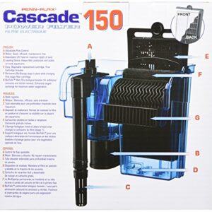 Penn-Plax Cascade 150 Power Filter – Hang-On Filter with Quad Filtration – Great for Freshwater and Saltwater Setups