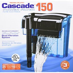 Penn-Plax Cascade 150 Power Filter – Hang-On Filter with Quad Filtration – Great for Freshwater and Saltwater Setups