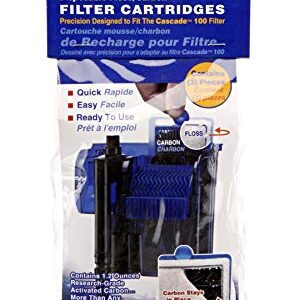 Penn-Plax Cascade 100 Hang-On Filter Replacement Media Cartridge – Disposable Poly Fiber Floss and Activated Carbon – 3 Pack