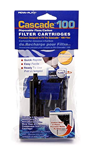 Penn-Plax Cascade 100 Hang-On Filter Replacement Media Cartridge – Disposable Poly Fiber Floss and Activated Carbon – 3 Pack