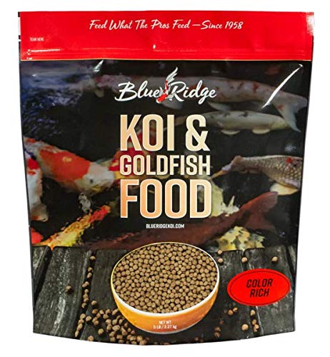 Blue Ridge Fish Food [5lb], Color Rich Formula 3/16" Floating Pellet, Koi and Goldfish