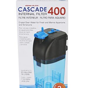 Penn-Plax Cascade 400 Fully Submersible Internal Filter – Provides Physical, Biological, and Chemical Filtration for Aquariums and Turtle Tanks