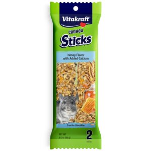 vitakraft crunch sticks honey flavor with added calcium chinchilla treat (2 sticks), 3.5 oz, brown