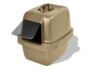 van ness pets odor control large enclosed sifting cat pan with odor door, hooded, beige, cp66