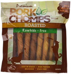 pork chomps roasted pork skin dog chews, 6-inch twists, 15 count