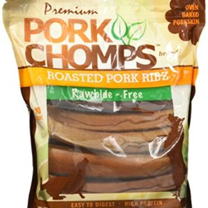 Pork Chomps Roasted Pork Skin Dog Chews, 6-inch Rib Shapes, 10 Count