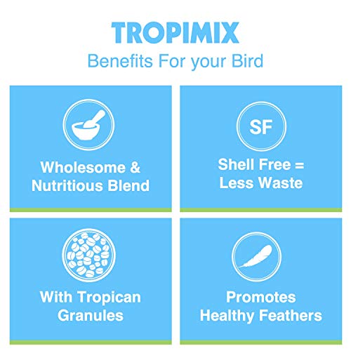 Hagen Tropimix Enrichment Food for Cockatiels & Lovebirds, 2 lb. - HARI Parrot Food with Seeds, Fruit, Nuts, Vegetables, Grains, and Legumes