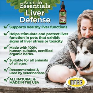 Animal Essentials Liver Defense Liver Support for Dogs & Cats, 1 fl oz - Made in USA, Dandelion & Milk Thistle