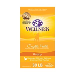 wellness complete health dry puppy food, chicken, salmon & oatmeal, 30-pound bag