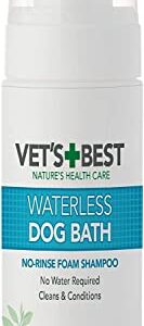 Vet's Best Waterless Dog Bath | No Rinse Dry Shampoo for Dogs | Natural Formula Refreshes Coat and Controls Odor Between Baths | 5 Ounces