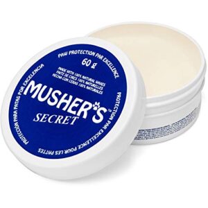 musher's secret dog paw wax 60 g (2.1 oz) - moisturizing dog paw balm that creates an invisible barrier that protects and heals dry cracked paws - all-natural with vitamin e and food-grade ingredients