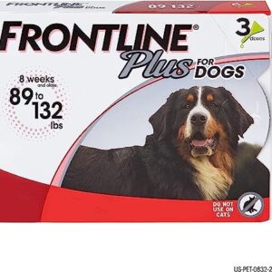 FRONTLINE Plus Flea and Tick Treatment for X-Large Dogs Up to 89 to 132 lbs., 3 Treatments