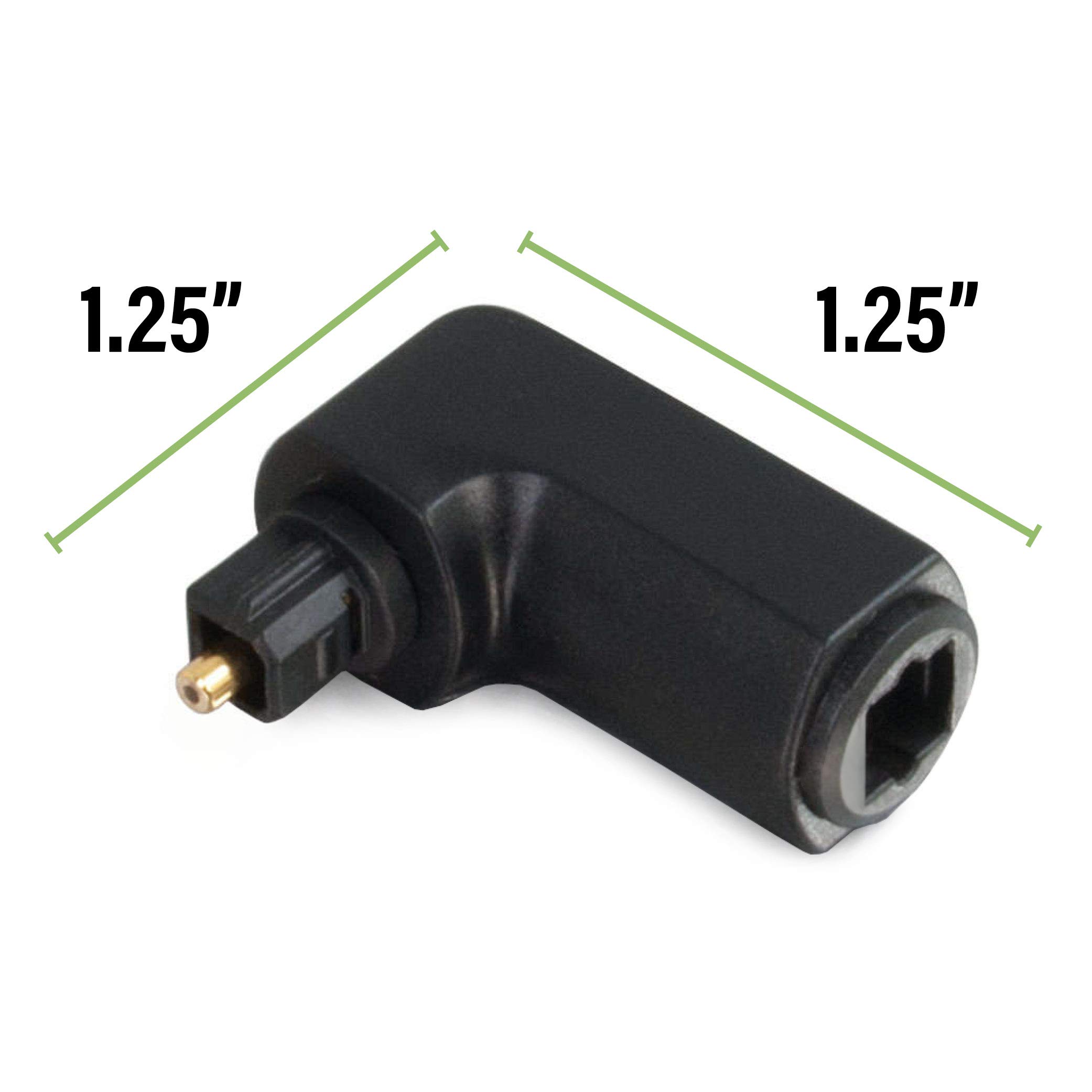 C2G 90º Optical Audio Cable Adapter - Right Angle Adapter Rotates 360º For Connecting Toslink Optical Cables In Tight Spaces - Gold Plated Plugs With Strong Outer Shell For Durability - 40016, Black, 2 x 3 x 1 inches