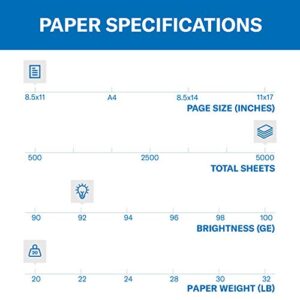 Hammermill Printer Paper, Tidal 20 lb Copy Paper, 8.5 x 11 - 10 Ream (5,000 Sheets) - 92 Bright, Made in the USA, 162008C