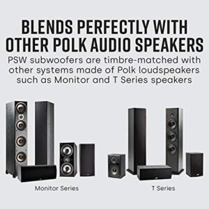 Polk Audio PSW10 10" Powered Subwoofer - Power Port Technology, Up to 100 Watts, Big Bass in Compact Design, Easy Setup with Home Theater Systems Black