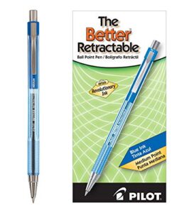 pilot the better ball point pen refillable & retractable ballpoint pens, medium point, blue ink, 12-pack (30006)