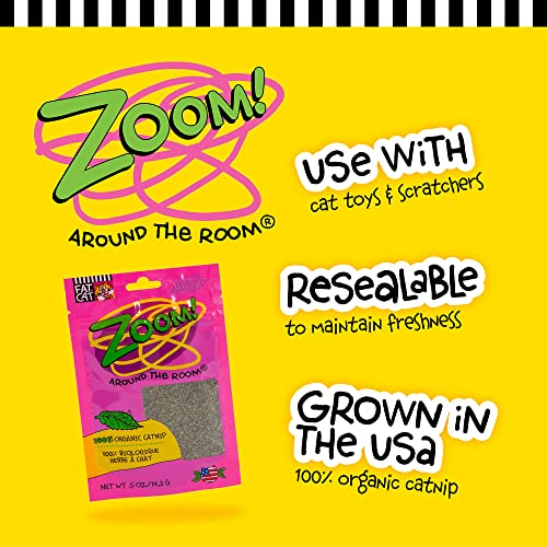 FAT CAT Organic Catnip - Hoots Zoom Around the Room Catnip - Grown & Harvested in USA 0.5oz pouch