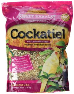 sweet harvest cockatiel bird food (no sunflower seeds), 4 lbs bag - seed mix for cockatiels