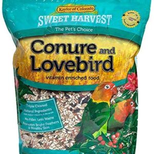 Sweet Harvest Conure and Lovebird Bird Food, 4 lbs Bag - Seed Mix for Conures and Lovebirds