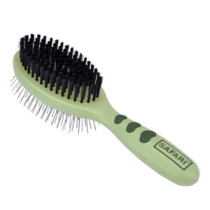 coastal pet safari pin and bristle combo dog brush with plastic handle - 2-in-1 wire pin brush and dog bristle brush - ideal for multi-dog household - for dogs with short and long hair - large