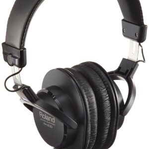 Roland RH-200 Stereo Monitor Headphones Black Coiled Cable – Clear, Accurate and Comfortable for Studio-Quality Monitoring