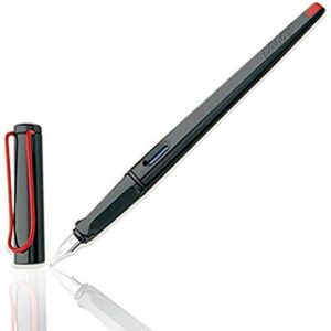 lamy joy l15 abs black with red trim calligraphy fountain pen, 1.5mm nib