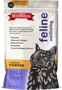 the missing link feline superfood supplement powder 6oz bag, veterinarian formulated, balanced omega 3 & 6 for healthy skin & coat, digestion, immunity & overall cat health