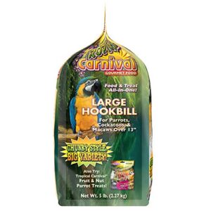 F.M. Brown's Tropical Carnival Gourmet Large Hookbill Food for Parrots, Cockatoos and Macaws Over 13", 5-lb Bag - Vitamin-Nutrient Fortified Daily Diet