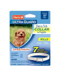 hartz ultraguard flea & tick collar for dogs and puppies, 7 month flea and tick protection and prevention per collar, white, up to 15 inch neck