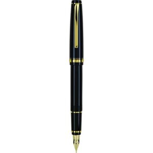 pilot namiki falcon collection fountain pen, black barrel with gold accents, soft fine nib (60152)