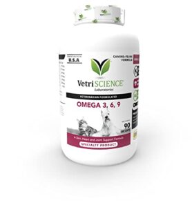 vetriscience omega 3 fish oil for dogs and cats, 90 soft gels - skin and coat, heart health and immune support fish oil supplement