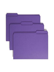 smead file folder, reinforced 1/3-cut tab, letter size, purple, 100 per box (13034)