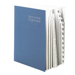 smead desk file/sorter, daily (1-31) and monthly (jan-dec), 43 dividers, letter size, dark blue (89235)