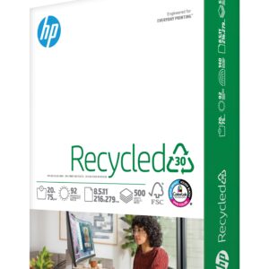 HP Printer Paper | 8.5 x 11 Paper | 30% Recycled Paper | 1 Ream - 500 Sheets | 92 Bright | Made in USA - FSC Certified |112100R