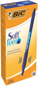 bic soft feel retractable ballpoint pen, medium point, blue, 12-count