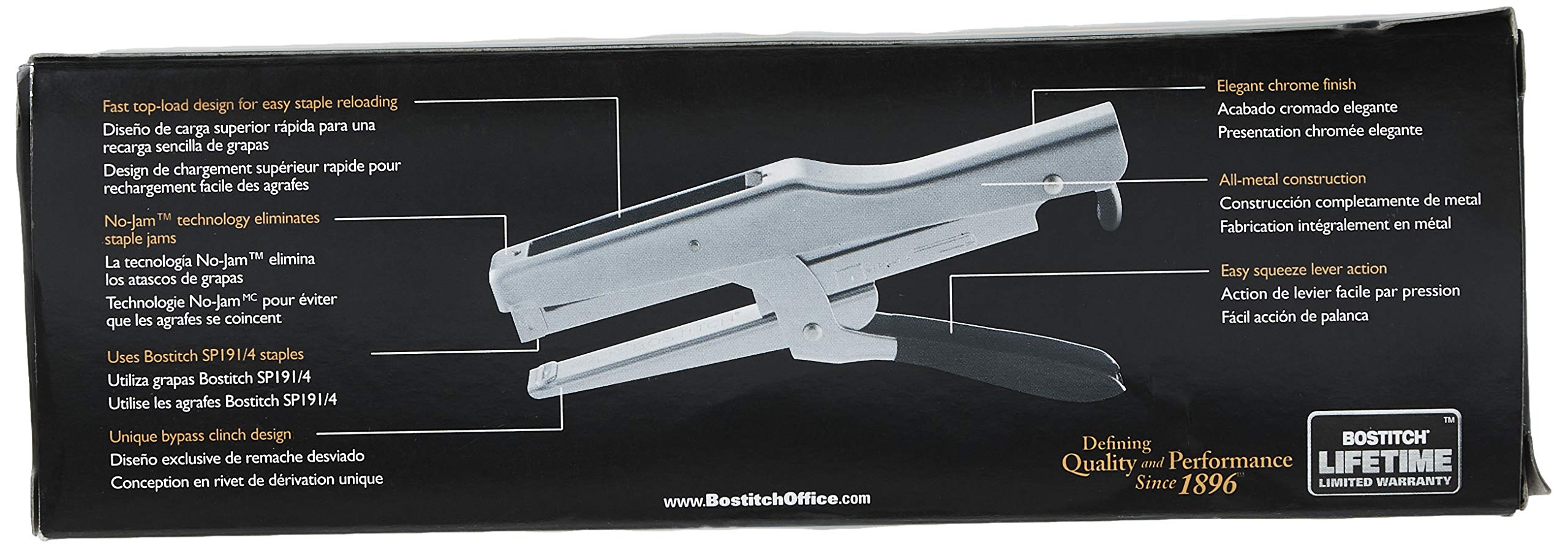 Bostitch Office Plier Stapler, 20 Sheet Capacity, EZ Squeeze Handle, Reduced Effort, No Jam Technology, Chrome