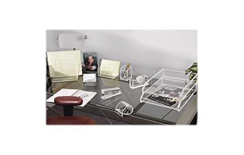 Kantek Clear Acrylic Double Letter Tray, 2 Tier Stackable Desk Organizer, Front loading, 10.6" x 13.9" x 4.8", Non-Skid Feet, Office Organizer, Desk Accessory