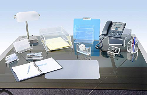 Kantek Clear Acrylic Double Letter Tray, 2 Tier Stackable Desk Organizer, Front loading, 10.6" x 13.9" x 4.8", Non-Skid Feet, Office Organizer, Desk Accessory