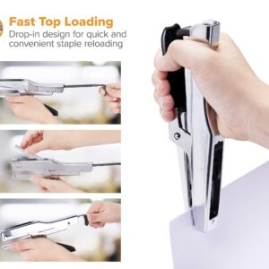 Bostitch Office Plier Stapler, 20 Sheet Capacity, EZ Squeeze Handle, Reduced Effort, No Jam Technology, Chrome