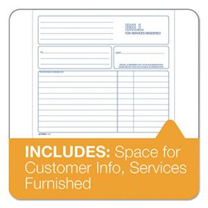 TOPS 2-Part Carbonless Bill for Services Rendered Book, 8.5 x 8.25 Inches, 50 Sheets, White, (4133)