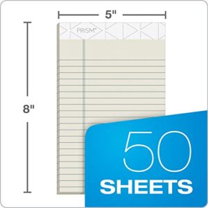 TOPS Prism Plus 100% Recycled Legal Pad, 5 x 8 Inches, Perforated, Ivory, Narrow Rule, 50 Sheets per Pad, 12 Pads per Pack (63030)