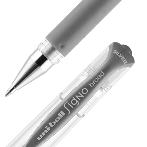 uni-ball Impact Gel Pens, Bold Point (1.0mm), Metallic Silver, 12 Count