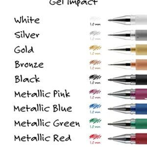 uni-ball Impact Gel Pens, Bold Point (1.0mm), Metallic Silver, 12 Count