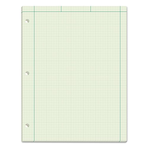 TOPS Engineering Computation Pad, 3-Hole Punched, 8.5 x 11 Inches, 5 Squares per Inch, 100 Sheets, Green, (35510)