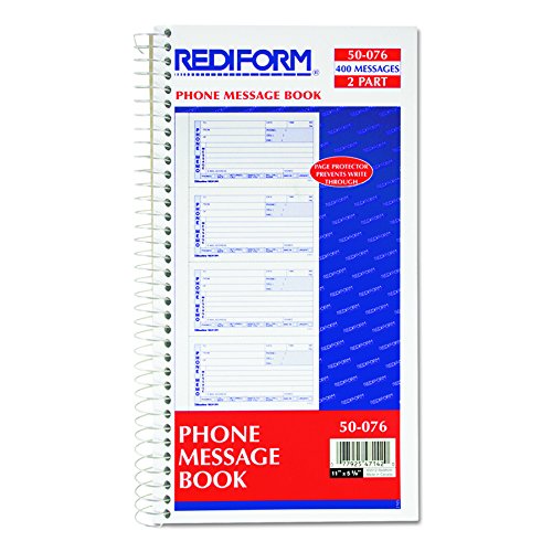 Rediform Telephone Message Book, Two-Part Carbonless, 5 x 2.75, 4 Forms/Sheet, 400 Forms Total