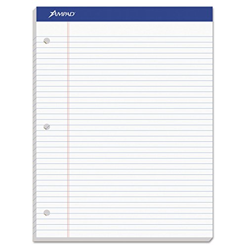 Ampad Double Sheet Pad, White, Letter Size, College Rule, 100 Sheets, 1 Each (20-323)