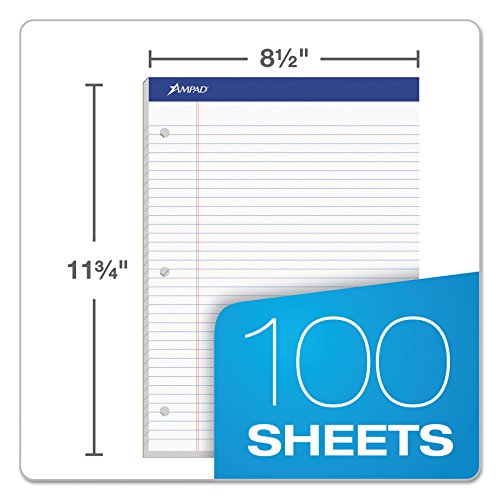 Ampad Double Sheet Pad, White, Letter Size, College Rule, 100 Sheets, 1 Each (20-323)