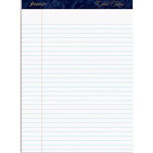 Ampad Gold Fibre Writing Pads, Legal/Wide Rule, Letter Size (8 1/2 in x 11 3/4 in), White, Four 50-Sheet Pads per Pack (20-031)